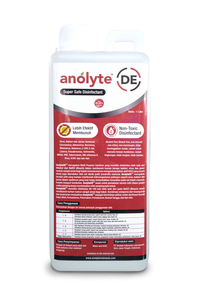 Anolyte DE 1 Liter - Anolyte Indonesia | Antiseptik | Disinfektan | Virus